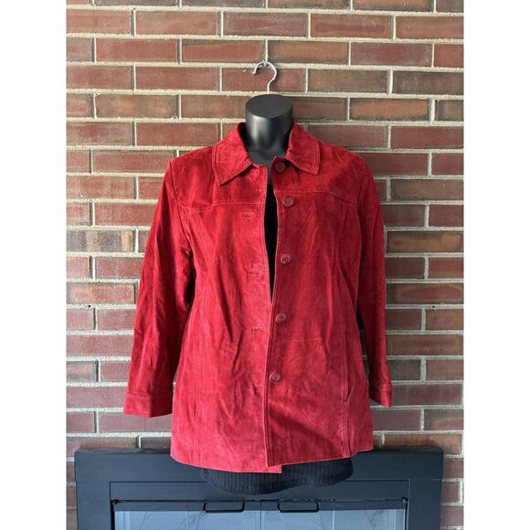 Cherokee | Jackets & Coats | Cherokee Bold Red Suede Buttonup Jacket ...
